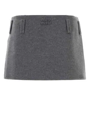Miu Miu Grey Wool Blend Mini Skirt