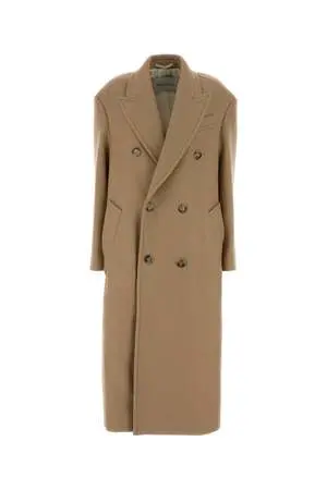 AMI Paris Beige Wool Coat - Brown