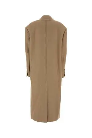 AMI Paris Beige Wool Coat - Brown