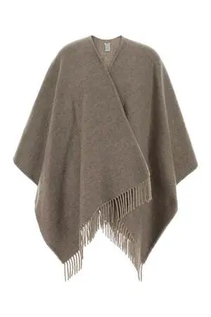 Fendi Grey Cashmere And Wool Reversible Cape - Gray