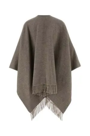 Fendi Grey Cashmere And Wool Reversible Cape - Gray