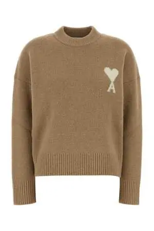 AMI Paris Camel Stretch Alpaca Blend Sweater - Brown