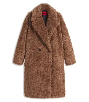 Hugo Oversized-fit Teddy Coat With Double-breasted Closure