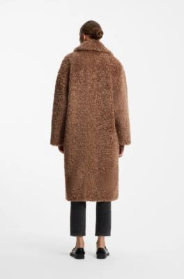 Hugo Oversized-fit Teddy Coat With Double-breasted Closure
