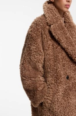 Hugo Oversized-fit Teddy Coat With Double-breasted Closure