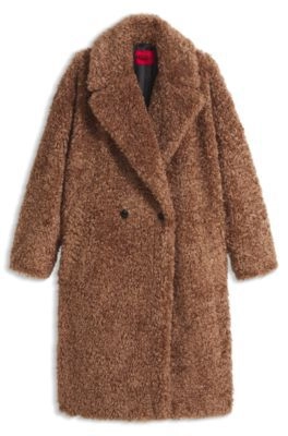 Hugo Oversized-fit Teddy Coat With Double-breasted Closure