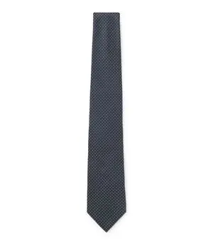 BOSS Italian-made Silk Tie With Jacquard Pattern - Light Blue