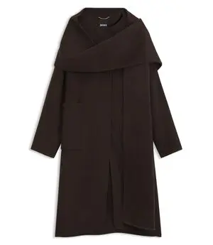 BOSS Wool-blend Coat With Detachable Scarf