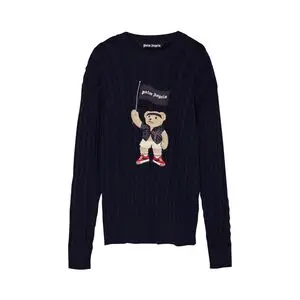 Palm Angels Pirate Bear Cableknit Jumper 'navy /white