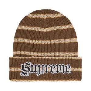 Supreme Metallic Stripe Beanie - Brown