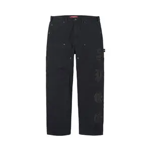 Supreme Leather Appliqué Double Knee Painter Pant - Black
