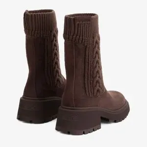 JIMMY CHOO Tamia Flat Chocolate Velvet Suede And Cable-knit Wool Chelsea Boots - Chocolate/chocolate