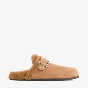 JIMMY CHOO Biker Mule F Toffee And Teddy Velvet Suede Biker Mules With Shearling - Toffee/teddy