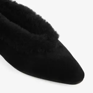 JIMMY CHOO Margot Flat Suede Flats With Shearling Lining - Black