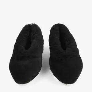 JIMMY CHOO Margot Flat Suede Flats With Shearling Lining - Black