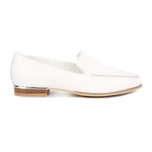 RAG & CO Richelli Metallic Sling Detail Loafers In White By Rag & Co