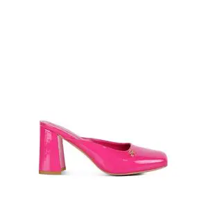 RAG & CO Neoplast Patent Pu Block Heeled Mules In By - Pink