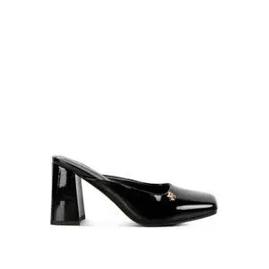 RAG & CO Neoplast Patent Pu Block Heeled Mules In By - Black