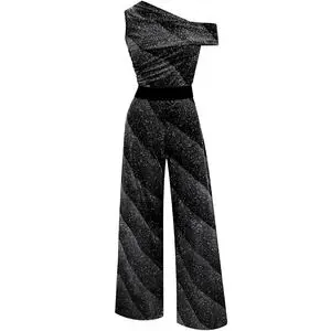 ME & THEE Black / Silver Out Of Sight Black Velvet Jumpsuit - Black/silver