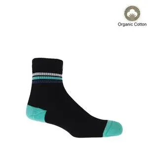 PEPER HAROW - MADE IN ENGLAND Quarter Crew Organic Sport Socks - Black
