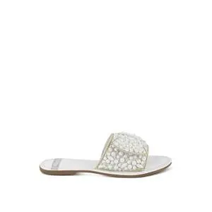 RAG & CO Pipa Big Bow Beaded Flats In By - White