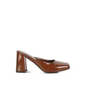 RAG & CO Neoplast Patent Pu Block Heeled Mules In By