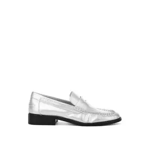 RAG & CO Plavia Genuine Leather Loafers In By - Silver