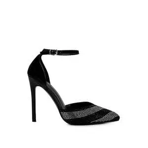 RAG & CO Nobles Rhinestone Patterned Stiletto Sandals By - Black