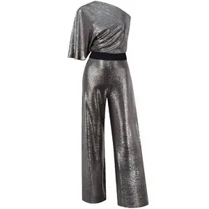ME & THEE My Old China Gunmetal Metallic Jumpsuit - Silver