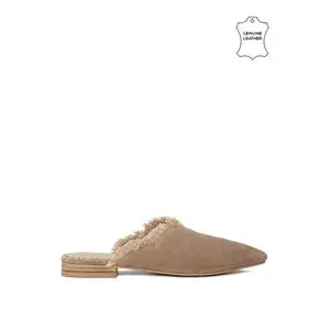 RAG & CO Neutrals Molly Frayed Leather Mules In Taupe By - Black