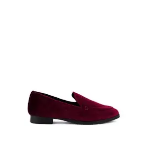 RAG & CO Luxe-lap Burgundy Velvet Handcrafted Loafers By - Red
