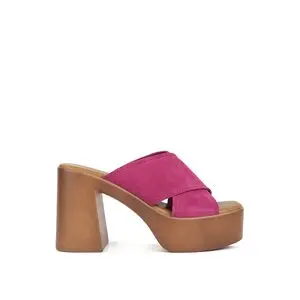 RAG & CO Matrix Criss Cross Strap Block Heel Sandals & Purple