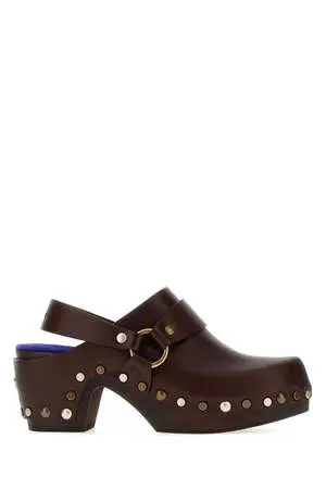 Chloé Dark Leather Talis Clogs - Brown