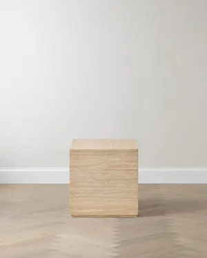 Quince Travertine Plinth End Table - Natural
