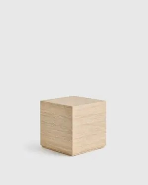 Quince Travertine Plinth End Table