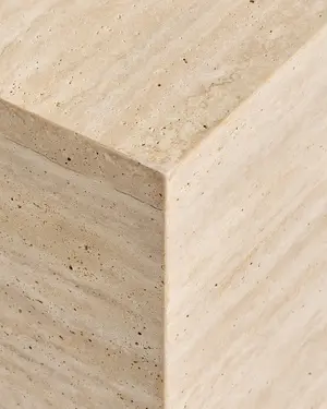 Quince Travertine Plinth End Table