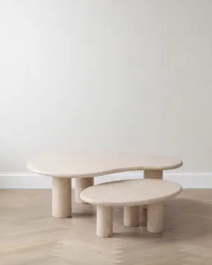 Quince Marble Nesting Coffee Table Set - Cream