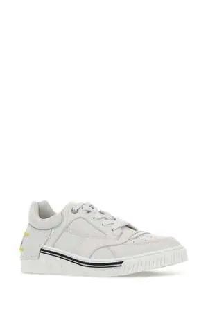 Fendi Chalk Leather Fender Sneakers - White