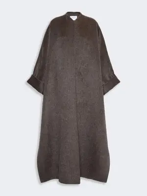 Max Mara Oversized Coat In Camel And Mohair - Mud