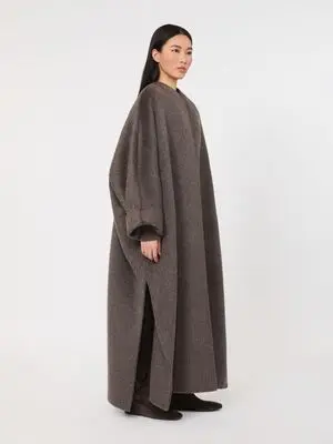 Max Mara Oversized Coat In Camel And Mohair - Mud