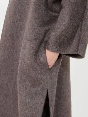 Max Mara Oversized Coat In Camel And Mohair - Mud