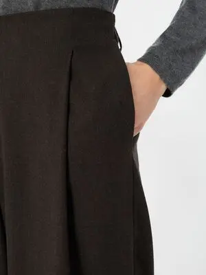 Max Mara Wool Flannel Trousers - Dark Brown