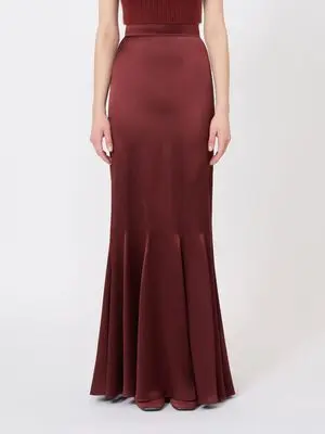 Max Mara Long Silk Satin Skirt - Rust