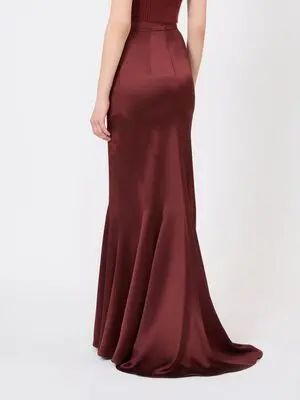 Max Mara Long Silk Satin Skirt - Rust