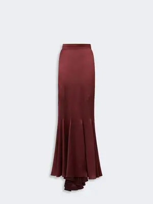 Max Mara Long Silk Satin Skirt - Rust