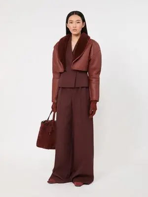 Max Mara Denim-effect Wool Wide-leg Trousers