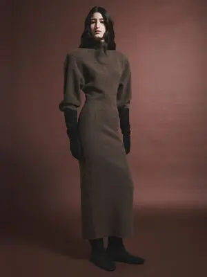 Max Mara Wool And Cashmere Jersey Dress - Mud
