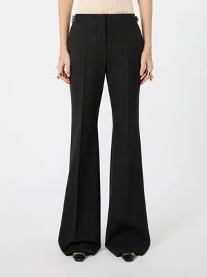 Max Mara Flared Herringbone Wool Trousers