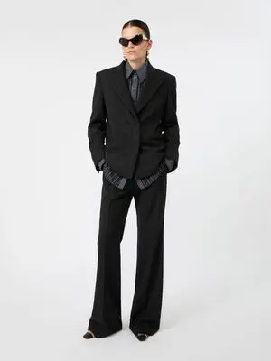 Max Mara Flared Herringbone Wool Trousers
