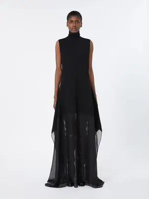 Max Mara Long Viscose Knit And Silk Georgette Dress
